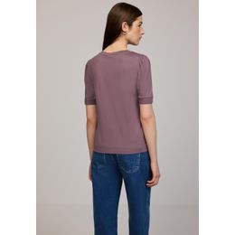 Damen Rundhalsshirt, lila, Gr. 40, STREET ONE STUDIO, unifarben, Web, 50% Modal, 50% Baumwolle, Shirts, mit Rundhalsausschnitt