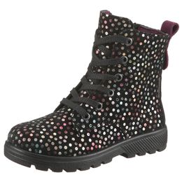 Ricosta M&auml;dchen Schn&uuml;rboots "Anni WMS: normal", Gr. 29, schwarz, Veloursleder, Glitzer, Schuhe, Glitzerschuh mit TEX-Ausstattung, Gr&ouml;&szlig;enschablone zum