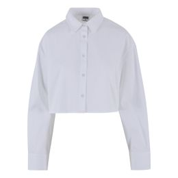 Klassische Bluse Urban Classics "Urban Classics Damen Ladies Cropped Oversized Blouse", Damen, Gr. 3XL, wei&szlig;, 69% Baumwolle, 29% Polyester, 2% Elasthan, Blusen