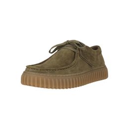 Schn&uuml;rschuh Clarks "Torhill", Herren, Gr. 40, olivgr&uuml;n, Leder, Schuhe Schn&uuml;rschuh, mit gerippter Laufsohle