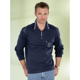 CLASSIC Herren Langarm-Poloshirt "Sweatshirt", blau, Gr. 52, unifarben, 100% Baumwolle, Shirts