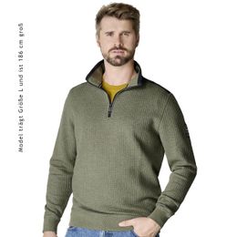 Sweatshirt Casamoda "Casamoda Sweattroyer uni", Herren, Gr. S, gr&uuml;n, 78% Baumwolle, 19% Polyester, 3% Elasthan, Sweatshirts Sweatshirt