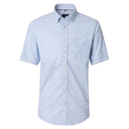 Kurzarmhemd Casamoda "Casamoda Leinenhemd Kurzarm Print", Herren, Gr. M, Normalgr&ouml;&szlig;en, hellblau, 50% Leinen, 50% Baumwolle, bedruckt, l&auml;ssig geschnitten, Hemden