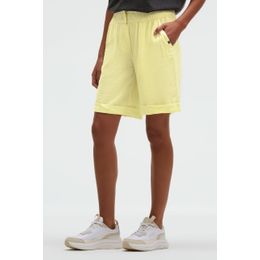 Shorts SOCCX, Damen, Gr. L, Normalgr&ouml;&szlig;en, vivid lemon, Web, Material: 55% Leinen, 45% Viskose, unifarben, regular fit knielang, Hosen Shorts, mit Turn-Up-Saum