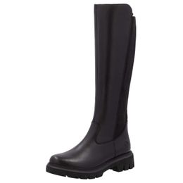 Remonte Damen Stiefel, Gr. 39, schwarz, Elastischer Einsatz, Leder, Lederimitat, unifarben, Schuhe, Blockabsatz, Businessmode, Langschaftstiefel,