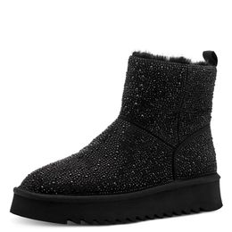 Tamaris Damen Winterboots, Gr. 39schwarz, Textil, Glitzer, unifarben, Schuhe, Plateau, Stiefelette mit Allover-Strasssteinen besetzt