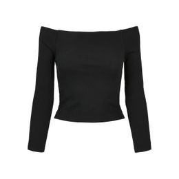 Langarmshirt Urban Classics "Urban Classics Damen Ladies Off Shoulder Rib Longsleeve", M&auml;dchen, Gr. L, schwarz, 97% Baumwolle, 3% Elasthan, unifarben, skinny fit, Balconnet, Shirts Langarmshirt