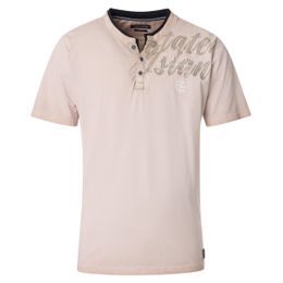 Henleyshirt Casamoda "Casamoda Henley uni", Herren, Gr. L, beige, 100% Baumwolle, Shirts