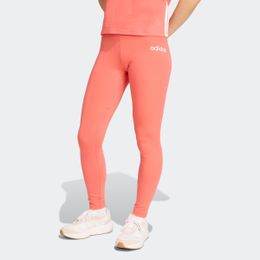 Damen Trainingstights "ESSENTIALS LINEAR COTTON", wei&szlig;, Gr. L, adidas Sportswear, Obermaterial: 90% Baumwolle, 10% Elasthan, Hosen