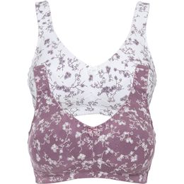 B&uuml;stenhebe bonprix "BH ohne B&uuml;gel mit weicher Baumwolle (2er Pack)", Damen, Gr. 105, Cup B, lila (mattlavendel gebl&uuml;mt, wei&szlig; gebl&uuml;mt), Obermaterial: 95% Baumwolle, 5% Elasthan. Futter: 100% Baumwolle, BHs B&uuml;stenhebe, im praktischen 2er Pack, ohne B&uuml;gel, leicht gepolsterte Tr&auml;ger