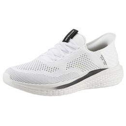 Slip-On Sneaker Skechers "SLADE-QUINTO", Herren, Gr. 40, grau (wei&szlig;, grau), Mesh, Textil, kontrastfarbene Details, Schuhe, Slipper, Freizeitschuh mit dezenten Kontrastbesatz