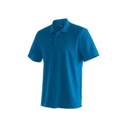 Poloshirt Maier Sports "Ulrich", Herren, Gr. L, blau (saphirblau), 100% Polyester, Rundhals, Shirts, Herren Polo kurzarm, leichtes Shirt, Funktionsshirt mit Kragen Reg Fit