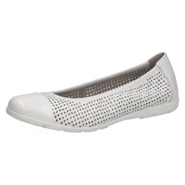 Ballerina Caprice, Damen, Gr. 40, wei&szlig;, Leder, unifarben, Schuhe Ballerina, Slipper, Bequemschuh, Schlupfschuh mit Perforation