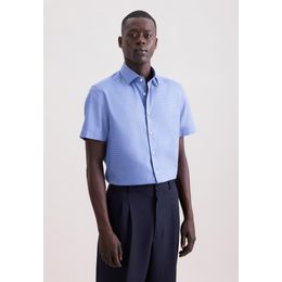Businesshemd Seidensticker "Schwarze Rose", Herren, Gr. M (40), normale &Auml;rmell&auml;ngen, mittelblau, 100% Baumwolle, bedruckt, slim fit, Hemden, Slim 1/2 Kentkragen Druck
