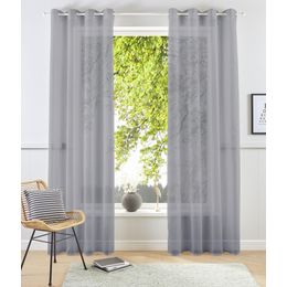 Gardine OTTO HOME "XANA" Gr. 4, grau, B:145cm H:245cm, Voile, Polyester, Gardinen, Gardine, Bestseller, einfarbig, 1 bzw. 2er Set, pflegeleicht, Bestseller