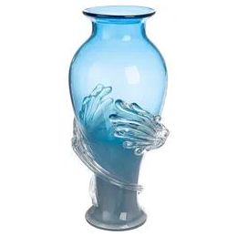 Tischvase CASABLANCA BY GILDE "Vase Wave blau", blau, B:23cm H:50cm T:23cm &Oslash;:23cm, Glas, Vasen