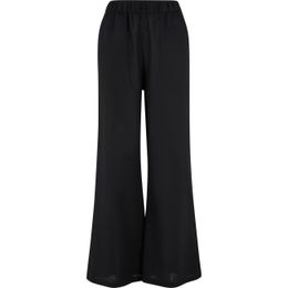 Urban Classics Damen Stoffhose "Urban Classics Damen Ladies Linen Mixed Wide Pants", schwarz, Gr. S, unifarben, 55% Leinen, 45% Baumwolle, Hosen