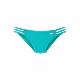 Buffalo Damen Bikini-Hose "Happy", blau, Gr. 32, unifarben, Microfaser, Polyamid, Badehosen, mit geflochtenen B&auml;ndern