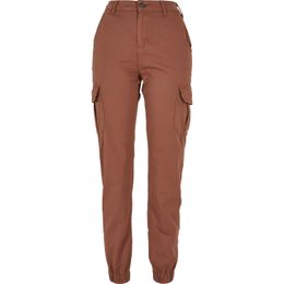 Cargohose Urban Classics "Urban Classics Damen Ladies High Waist Cargo Pants", Damen, Gr. 31, Normalgr&ouml;&szlig;en, terracotta, 98% Baumwolle, 2% Elasthan, unifarben, normal, Hosen Cargohose