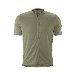 Radtrikot Gonso "SITIVO Jersey Green M", Herren, Gr. S, olivgr&uuml;n, 100% Polyester, Rundhals, Trikots, Herren Fahrradtrikot kurzarm, Half-Zip Trikot mit R&uuml;ckentasche