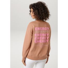 Aniston CASUAL Damen Sweatshirt, braun, Gr. 38, bedruckt, beschichtet, angeraute Sweatware, Obermaterial: 80% Baumwolle, 20% Polyester, Sweatshirts,