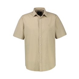Lerros Herren Kurzarmhemd "Kurzarmhemd mit Knitterlook, grosse Gr&ouml;&szlig;en"gravel beige, Gr. XXXL, 99% Baumwolle, 1% Elasthan, Hemden