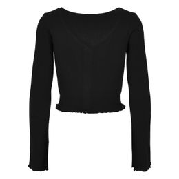 Urban Classics Damen Langarmshirt "Urban Classics Damen Ladies Cropped Rib Cardigan", schwarz, Gr. 4XL, unifarben, 97% Baumwolle, 3% Elasthan, Shirts