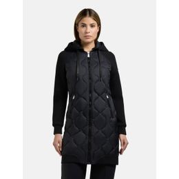 Kurzmantel Khujo "Nora", Damen, Gr. S (36), schwarz, Obermaterial 1: 100% Nylon. Obermaterial 2: 80% Viskose, 12% Nylon, 8% Elasthan. Innenfutter: 100% Nylon. Wattierung: 100% Polyester, tailliert ca. Mitte Oberschenkel, hoch geschlossener Ausschnitt, &Auml;rmel ohne &Auml;rmelschlitz Rippb&uuml;ndchen, M&auml;ntel Kurzmantel, Materialmix-Mantel mit abnehmbarer kapuze