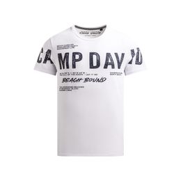 CAMP DAVID T-Shirt mit auff&auml;lligem Logo Print Herren Gr&ouml;&szlig;e L wei&szlig;