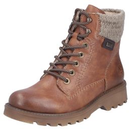Winterstiefelette Rieker, Damen, Gr. 42, braun, beige, Lederimitat, Textil, used, Schuhe Winterstiefelette, Winterboots, Profilsohle, mit wasserabweisender RiekerTEX-Membran