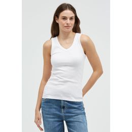 Tanktop SOCCX, Damen, Gr. XXL, wei&szlig;, Rippware, Material: 100% Baumwolle, bedruckt, regular fit normal, V-Ausschnitt, Tops Tanktop, aus Baumwolle