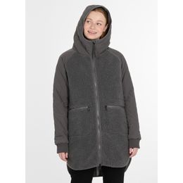 Ragwear Damen Kapuzensweatjacke "LONGEDDY"stone grau, Gr. L, unifarben, Pl&uuml;sch, Obermaterial: 100% Polyester, Sweatjacken
