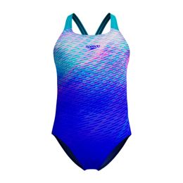 Badeanzug Speedo "f&uuml;r M&auml;dchen", M&auml;dchen, Gr. 164 (158), N-Gr, blu, pnk, Obermaterial: 100% Polyester, Badeanz&uuml;ge Badeanzug, schnell trocknend