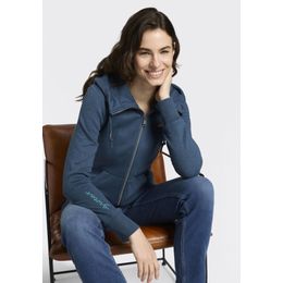 Ragwear Damen Kapuzensweatjacke "NESKIA ZIP A O", blau, Gr. XXXL, gemustert, Sweatware, Obermaterial: 70% Baumwolle, 30% Polyester, Sweatjacken, mit