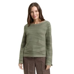 Tom Tailor Damen Strickpullover, gr&uuml;n, Gr. XL, Strukturmuster, Strick, Obermaterial: 100% Baumwolle, Pullover, mit Struktur Muster