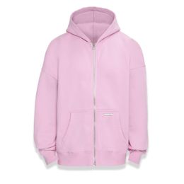 Kapuzenpullover DROPSIZE "Dropsize Herren Bazix Republiq Super Heavy Rib Zipper", Herren, Gr. L, pink, 80% Baumwolle, 20% Polyester, unifarben, oversize, ohne Ausschnitt, Pullover Kapuzenpullover