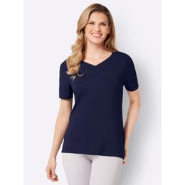 Classic Basics Damen Kurzarmshirt "Kurzarm-Shirt", blau, Gr. 54, unifarben, 95% Viskose, 5% Elasthan, Shirts