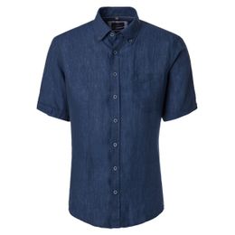 Kurzarmhemd Casamoda "Casamoda Leinenhemd Kurzarm uni", Herren, Gr. L, Normalgr&ouml;&szlig;en, dunkelblau, 100% Leinen, unifarben, l&auml;ssig geschnitten, Hemden