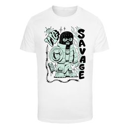 Mister Tee T-Shirt 'Savage Balaclava' Herren Gr&ouml;&szlig;e S mint / schwarz / wei&szlig;