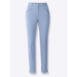 Stretch-Hose Heine, Damen, Gr. 50, Normalgr&ouml;&szlig;en, blau (bleu), 72% Baumwolle, 25% Polyester, 3% Elasthan, unifarben, 7/8-L&auml;nge, Hosen