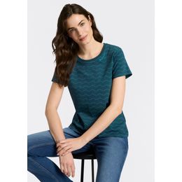Kurzarmshirt Ragwear "MINTTA ZIG ZAG O", Damen, Gr. XL, dunkelgr&uuml;n, Jersey, Obermaterial: 100% Baumwolle, bedruckt, normal, Rundhals, Shirts, mit Logoschriftzug