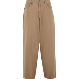 Stoffhose Urban Classics "Urban Classics Tapered Twill Baggy Pants", Herren, Gr. 32, Normalgr&ouml;&szlig;en, unionbeige, 99% Baumwolle, 1% Elasthan, unifarben, loose fit, Hosen Stoffhose