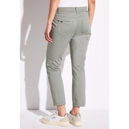 Street One Damen 7/8-Hose, gr&uuml;n, Gr. 46, unifarben mit Farbeinsatz, Web, 97% Baumwolle, 3% Elasthan, Hosen, 4-Pocket Style