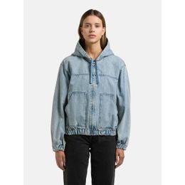 Jeansjacke Khujo "Gretel", Damen, Gr. L (40), light blau, Jeans, Material: 100% Baumwolle, gerade h&uuml;ftlang, hoch geschlossener Ausschnitt, Raglan&auml;rmel abgesteppte Kante mit innenliegendem Gummizug, Jacken Jeansjacke, Modische Jacke in Jeans-Optik