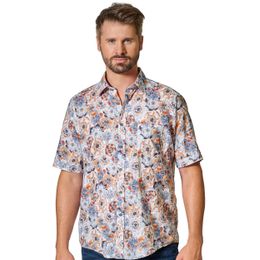 Kurzarmhemd Casamoda "Casamoda Leinenhemd Kurzarm Print", Herren, Gr. 3XL, Normalgr&ouml;&szlig;en, orange, 50% Leinen, 50% Baumwolle, bedruckt, l&auml;ssig geschnitten, Hemden