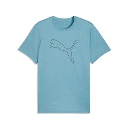 Puma Herren Trainingsshirt "M TAD ESSENTIAL HEATHER CAT TEE (CF LARGE CAT)", blau, Gr. L, Jersey, Obermaterial: 100% Polyester, Shirts, mit