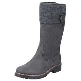 Winterstiefel Rieker, Damen, Gr. 39, Normalschaft, grau (dunkelgrau), Filz, Lederimitat, unifarben, Basic, Schuhe Winterstiefel, Boots, Blockabsatz, mit wasserabweisender RiekerTEX-Membran