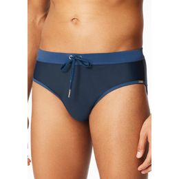 Badeslip Schiesser "Aqua", Damen, Gr. 6, N-Gr, 804, blau, Single Jersey, Obermaterial: 82% Polyamid, 18% Elasthan, Badehosen, kontrastfarbener Bund mit Kordel