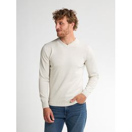 Herren V-Ausschnitt-Pullover "V-Neck Basi", wei&szlig;, Gr. S, PETROL INDUSTRIES, meliert, Strick, Obermaterial: 50% Baumwolle, 50% Polyacryl, Pullover,