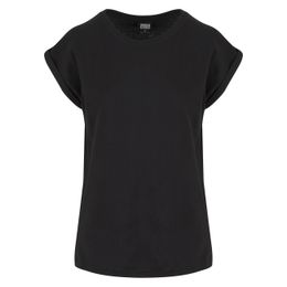 Urban Classics Damen Kurzarmshirt "Urban Classics Damen Ladies Extended Shoulder Tee"schwarz, Gr. S, unifarben, 100% Baumwolle, Shirts